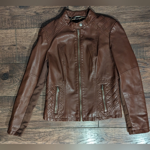 Black Rivet | Jackets & Coats | Black Rivet Faux Leather Jacket Deep ...